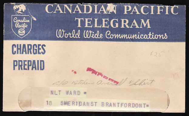 Scan #11204 - Canadian Pacific Telegraph envelope with accompanying ...